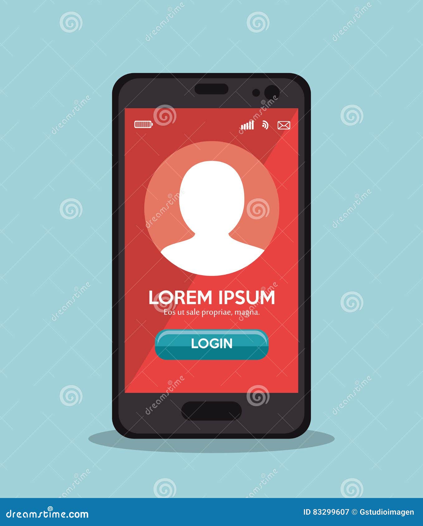 Cellphone Login App Red Screen Stock Illustration - Illustration of ...