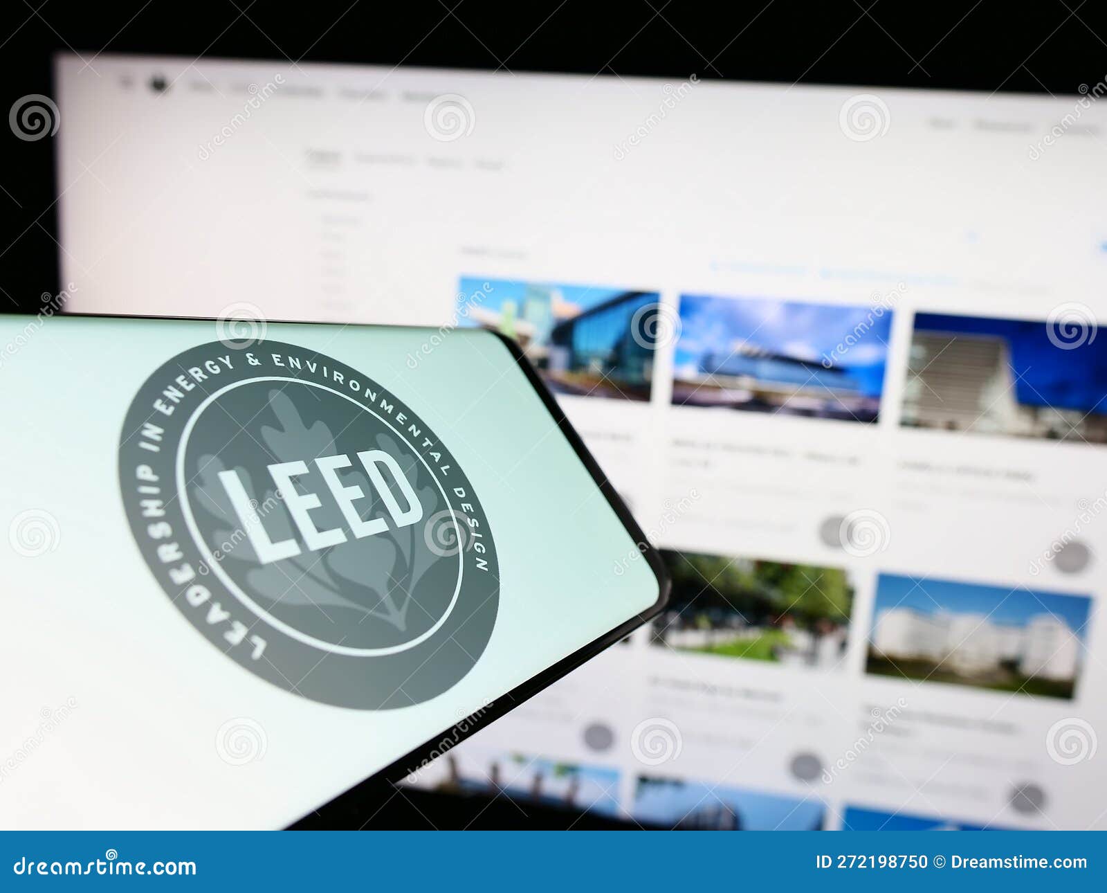Cellphone with Logo of US Green Building Certification LEED on Screen ...