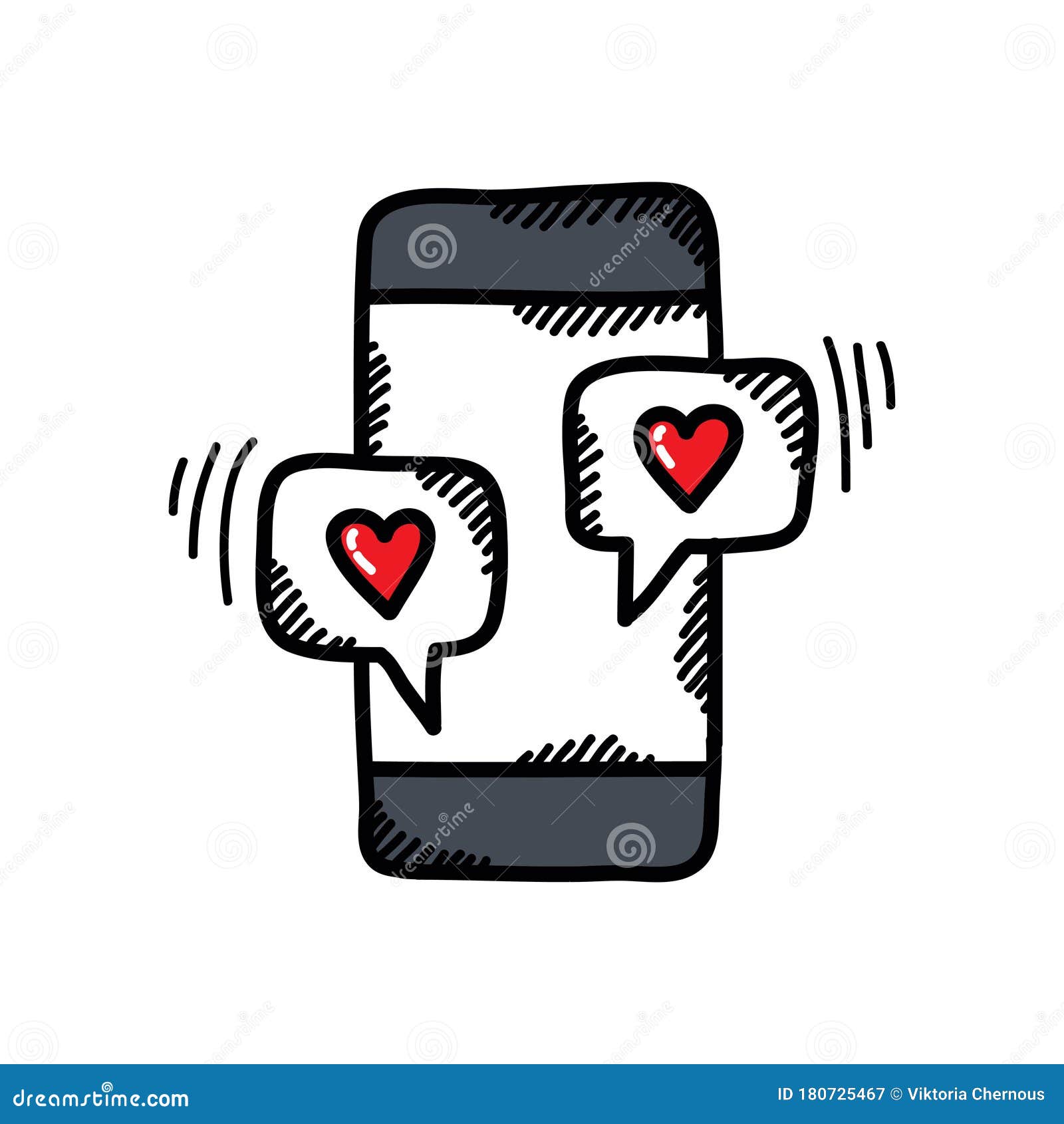 Cellphone with Love Messages Doodle Icon, Vector Illustration Stock ...