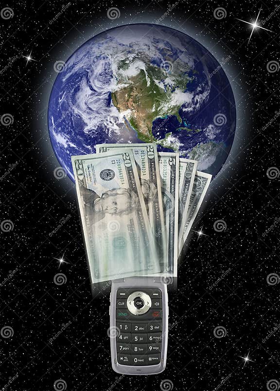 Cellphone money transfer stock illustration. Illustration of wire - 9321074