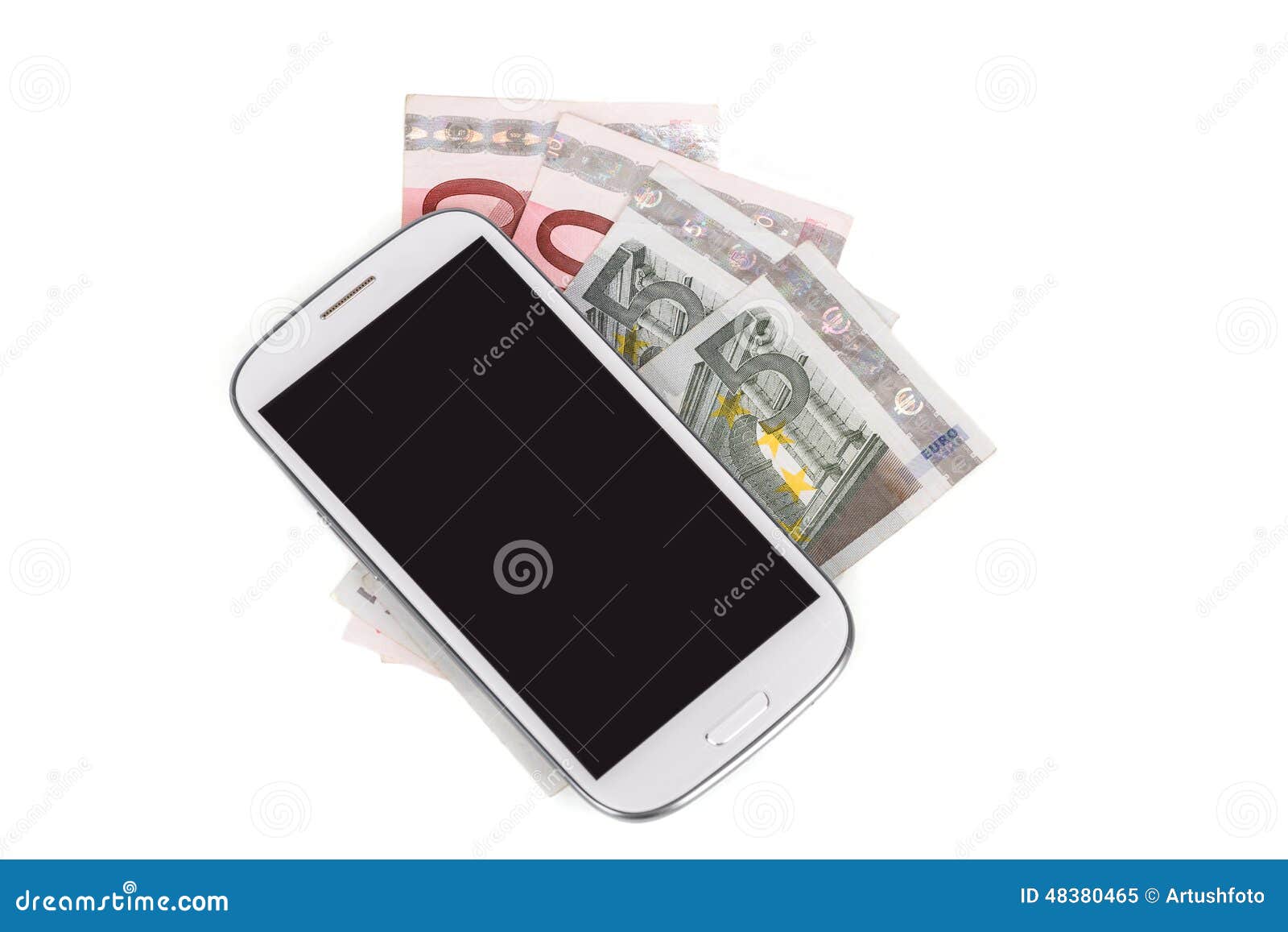 Cellphone and Money on White Stock Image - Image of finance, credit ...