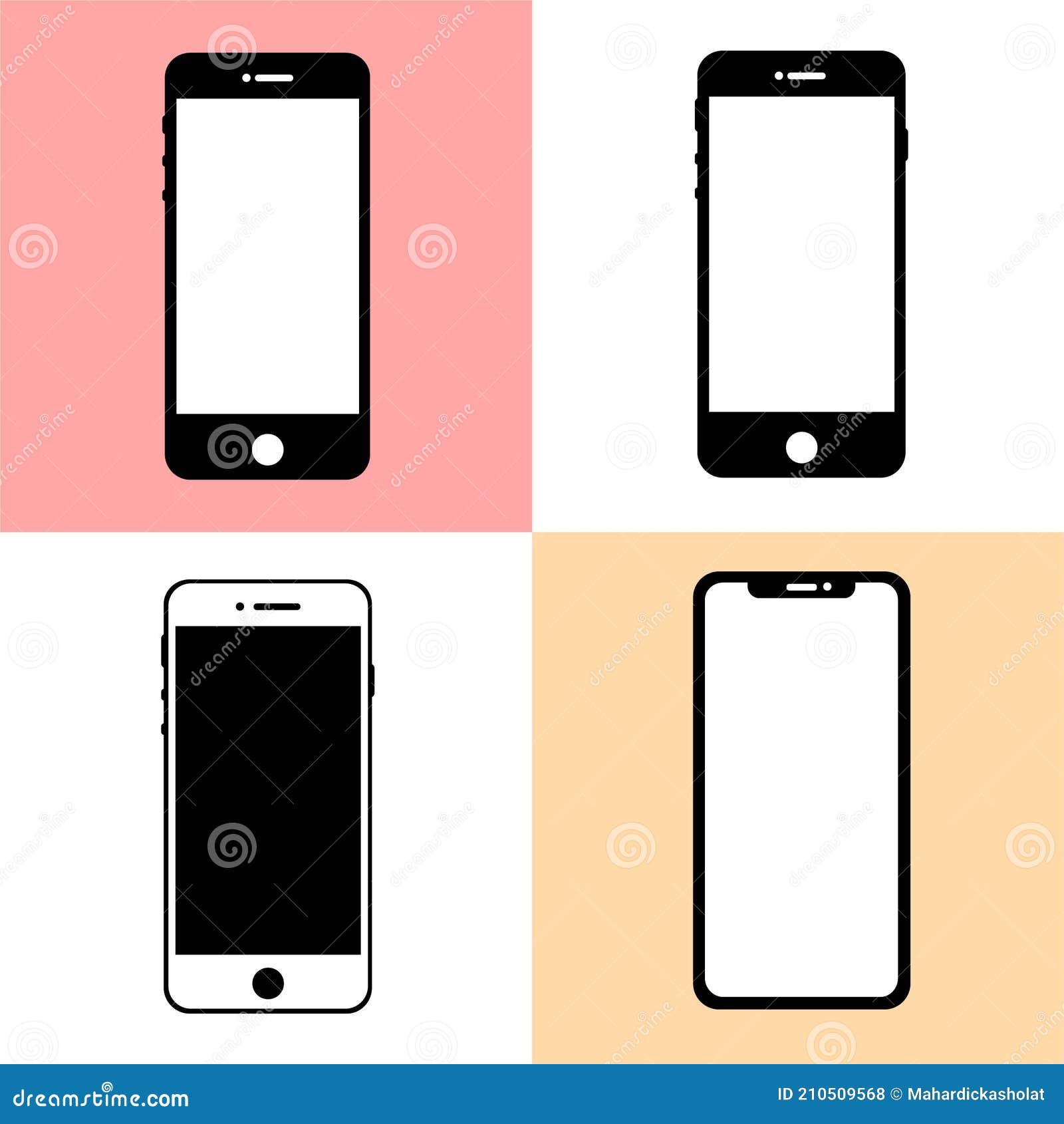 Cellphone Outline Vector Template. Technology Mock Up Stock Vector ...