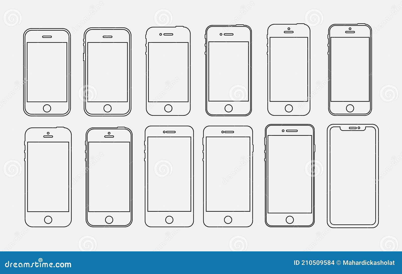Cellphone Outline Vector Template. Technology Mock Up Stock Vector ...