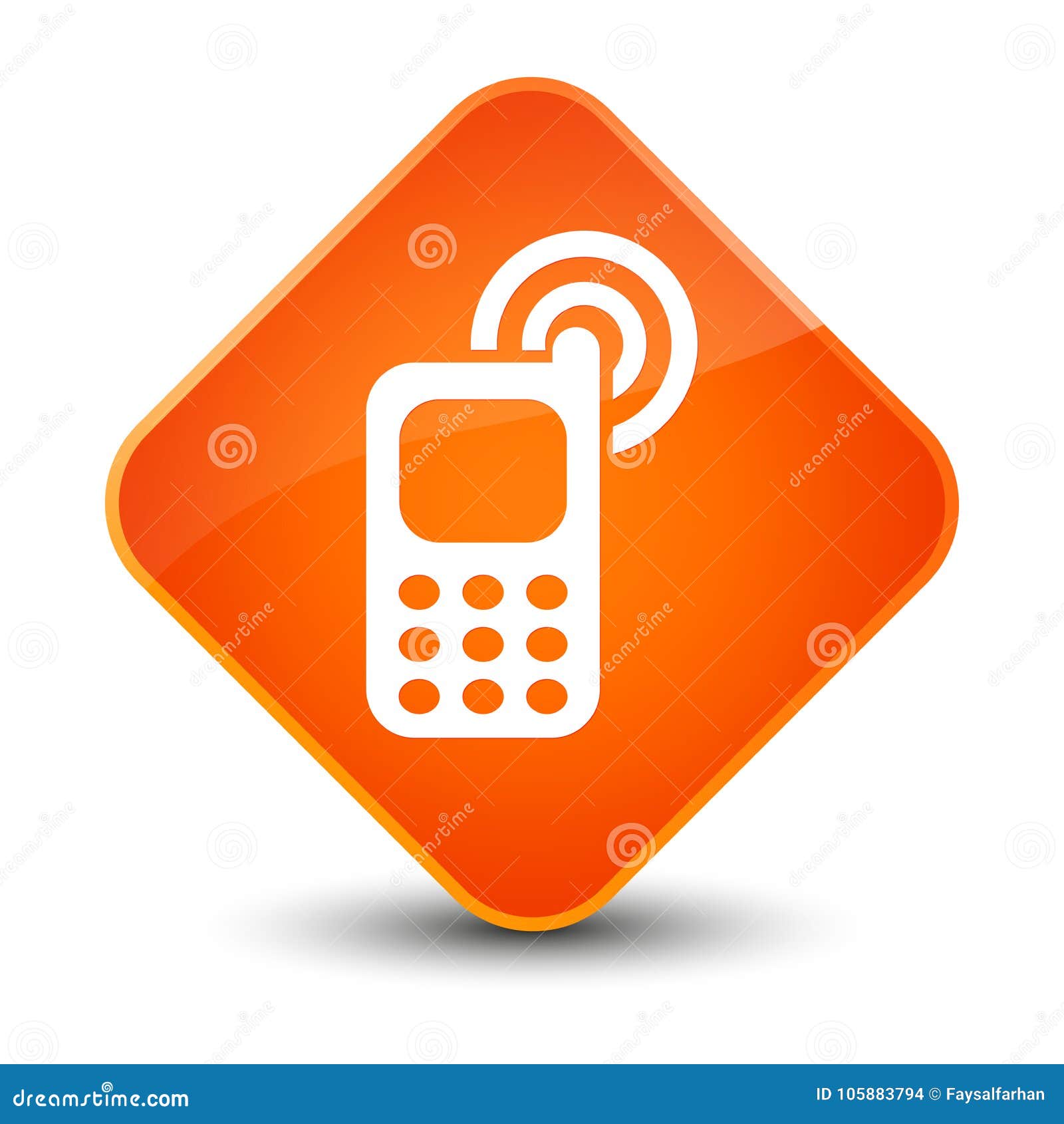 Cellphone Ringing Icon Elegant Orange Diamond Button Stock Illustration ...