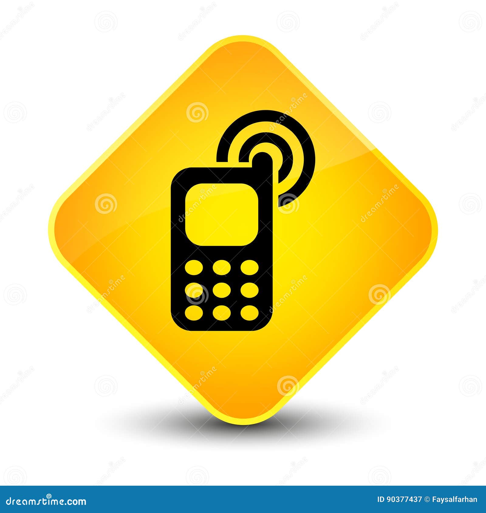 Cellphone Ringing Icon Elegant Yellow Diamond Button Stock Illustration ...