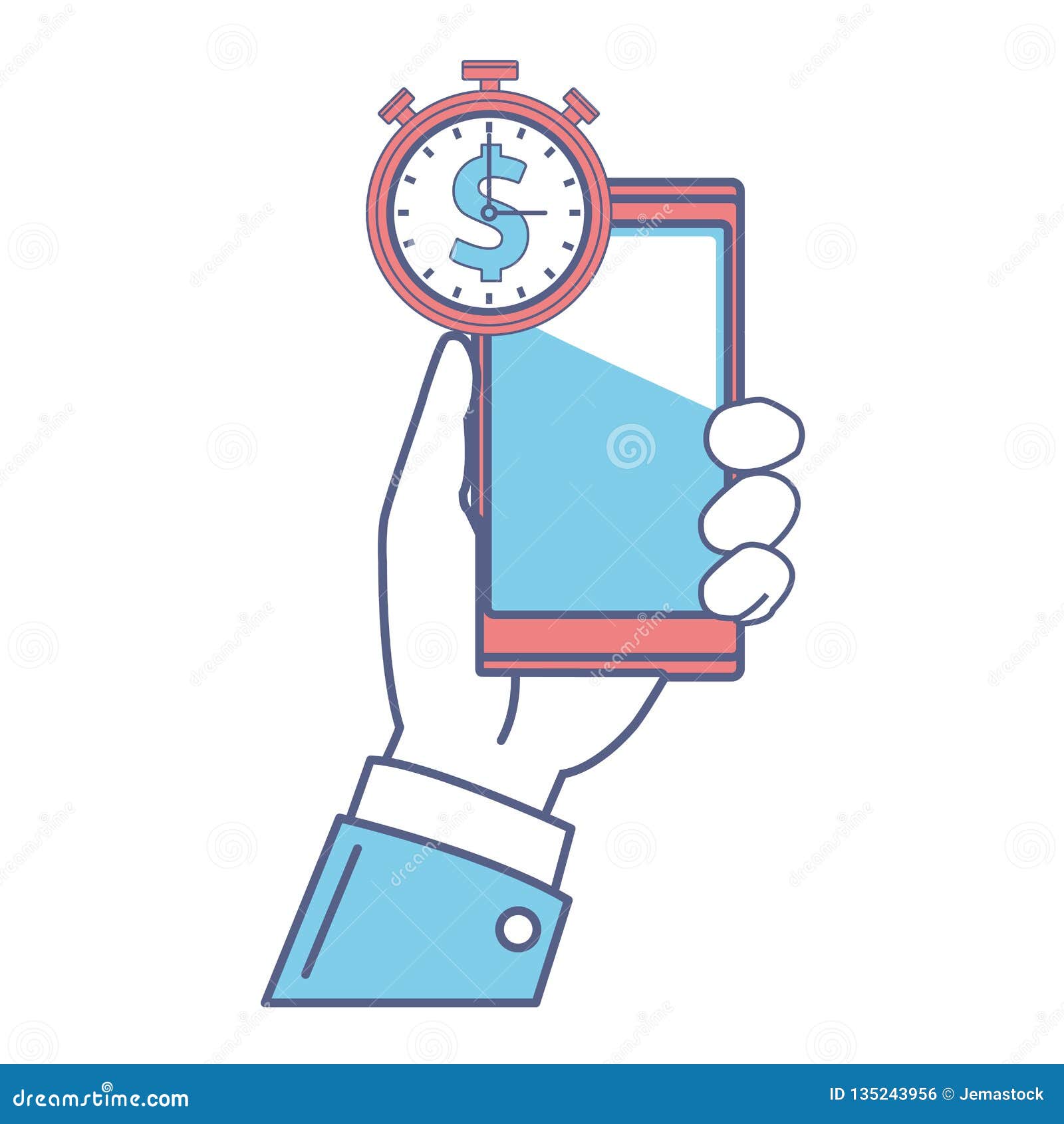 Cellphone and stopwatch stock vector. Illustration of graph - 135243956