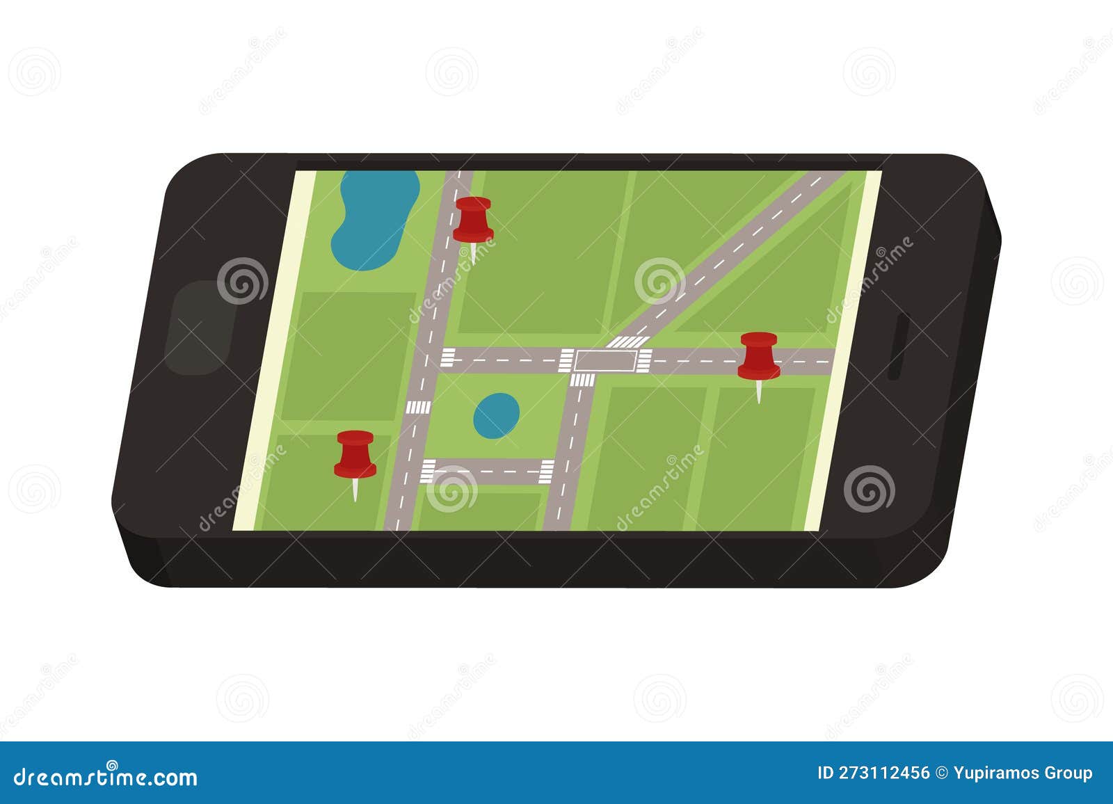 Cellphone with streets map stock vector. Illustration of streets ...