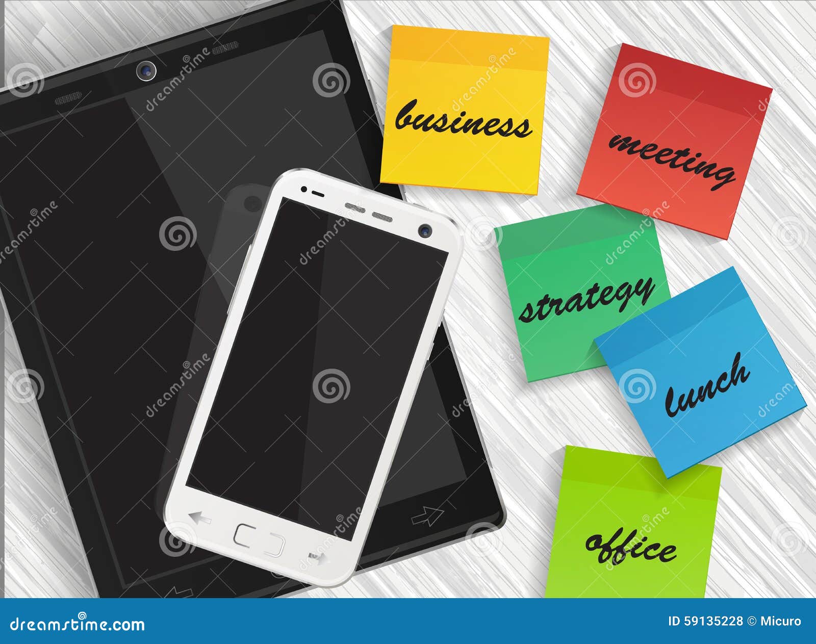 Cellphone and Tablet with Reminders Sticker Stock Vector - Illustration ...