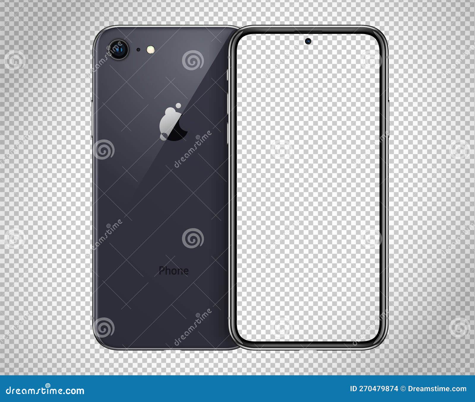 Cellphone Template Design Set with Back View. Vector Smart Phone Mockup ...