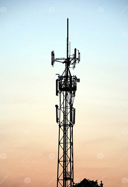 Cellphone tower stock photo. Image of silhouettes, technology - 142714