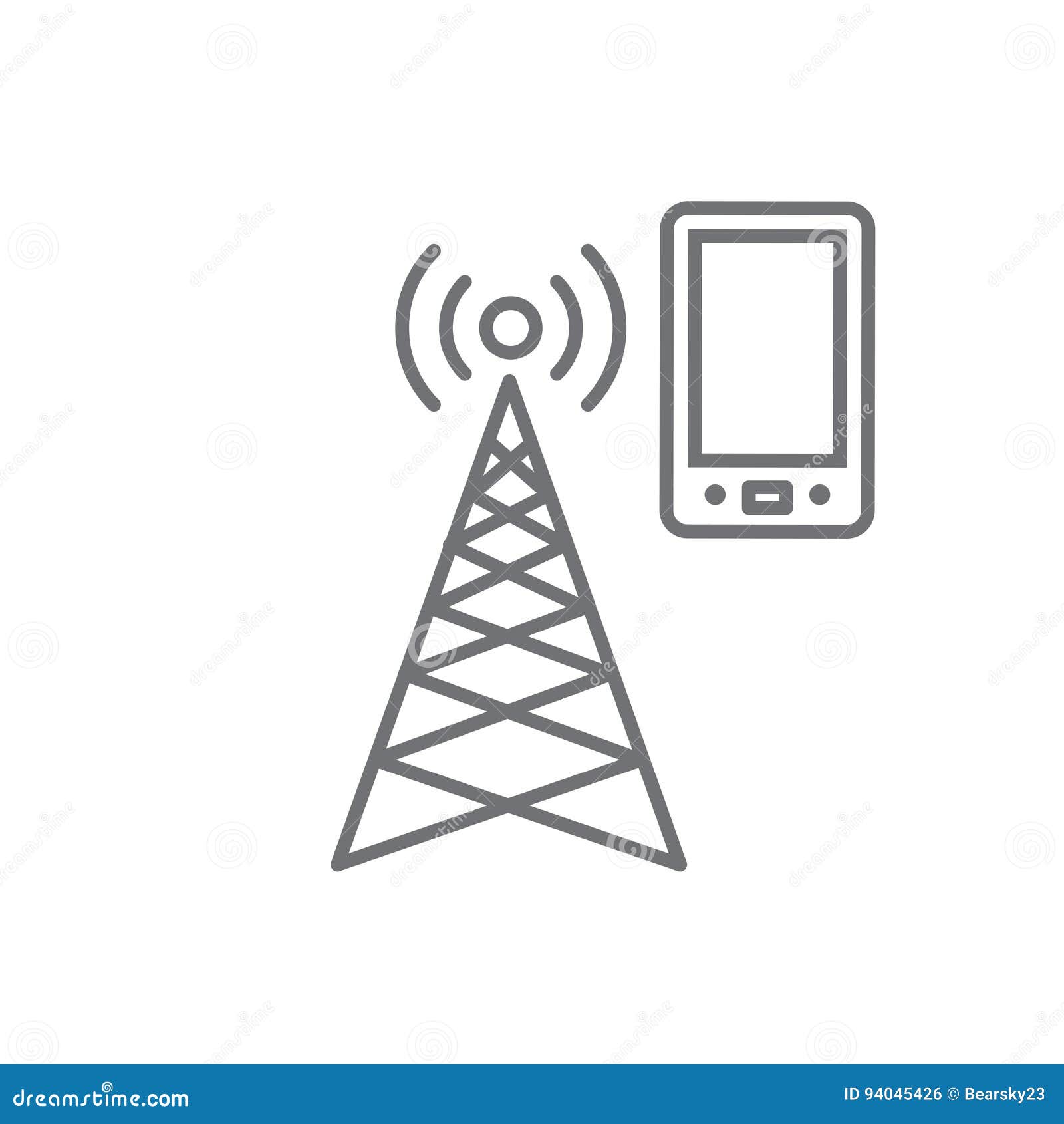 Cellphone Tower Icon with Emitting Pinging Transmission Waves Stock ...