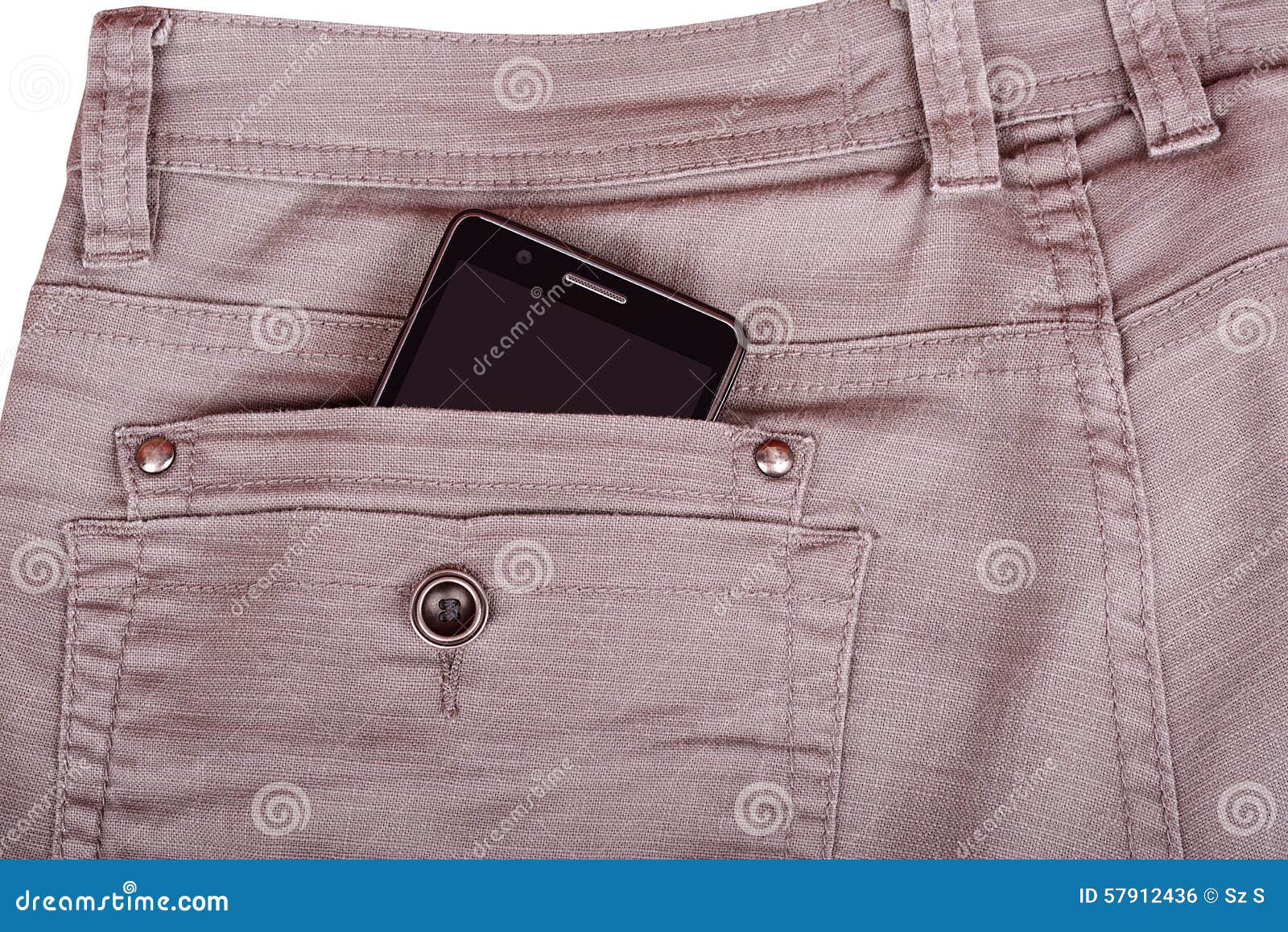 Cellphone in Trousers Back Pocket Stock Photo - Image of equipment ...