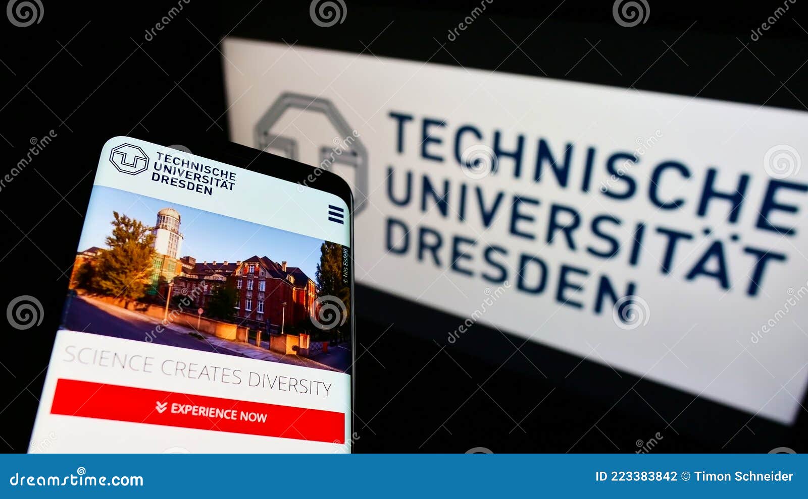 Cellphone with Webpage of German Education Institution Dresden ...