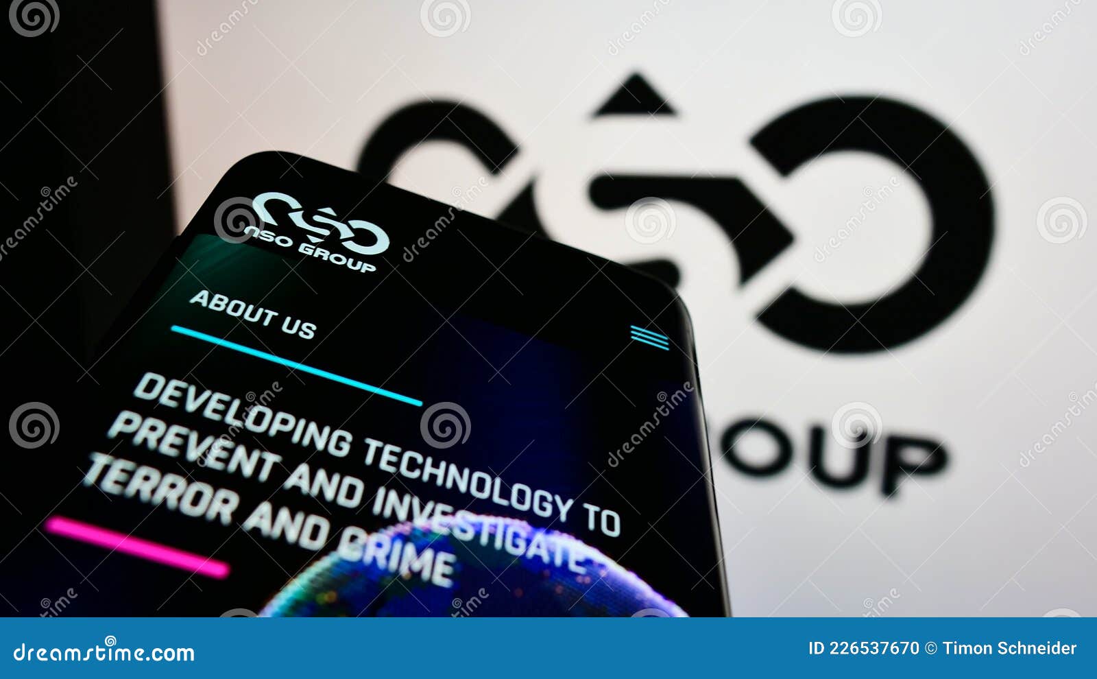 Cellphone with Webpage of Israeli Technology Company NSO Group ...