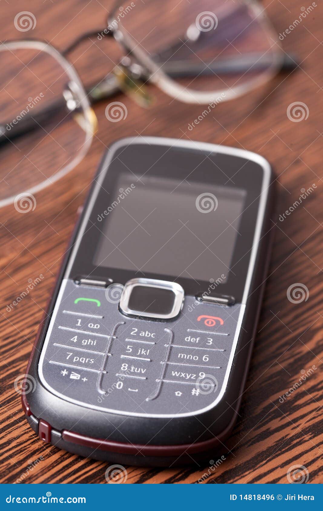 Cellphone on wooden table stock photo. Image of computer - 14818496