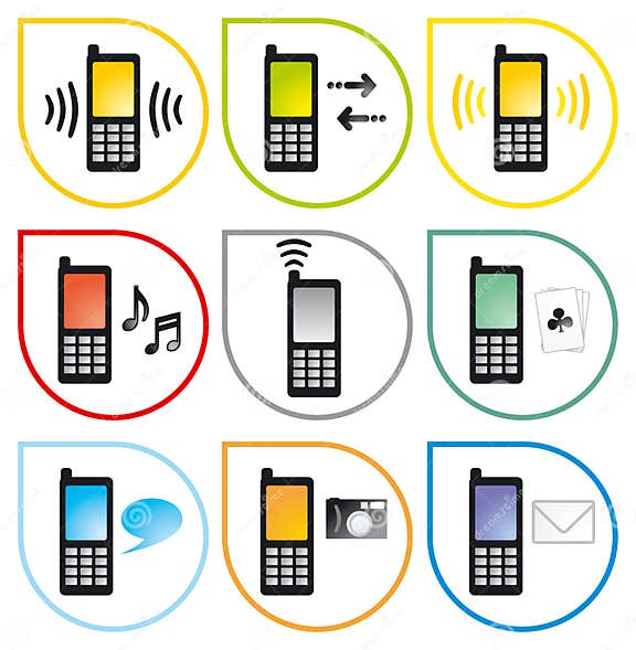 Cellphone01_5_icons3 stock vector. Illustration of recieve - 1303273