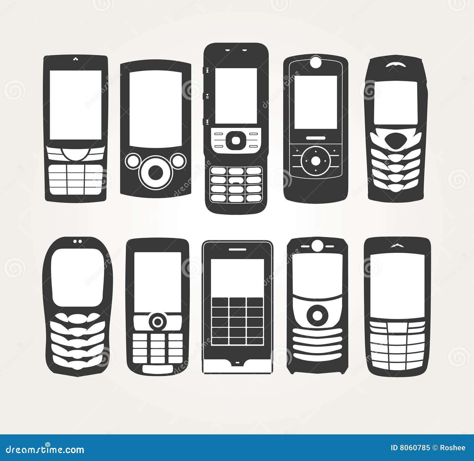 Cellphones Outline stock vector. Illustration of black - 8060785
