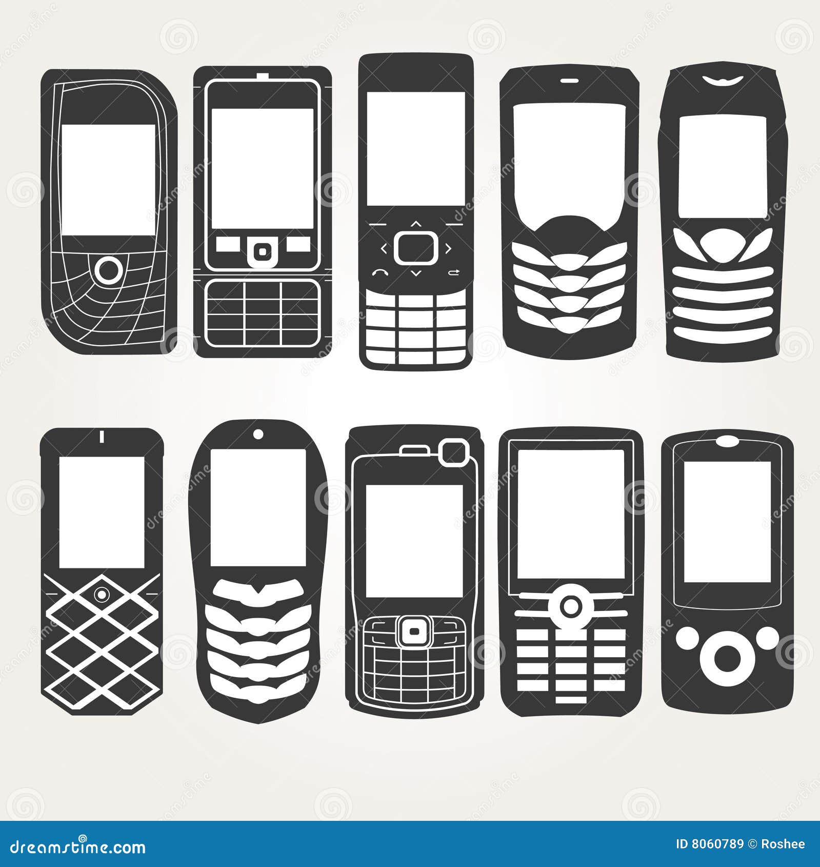 Cellphones Outline stock vector. Illustration of communication - 8060789