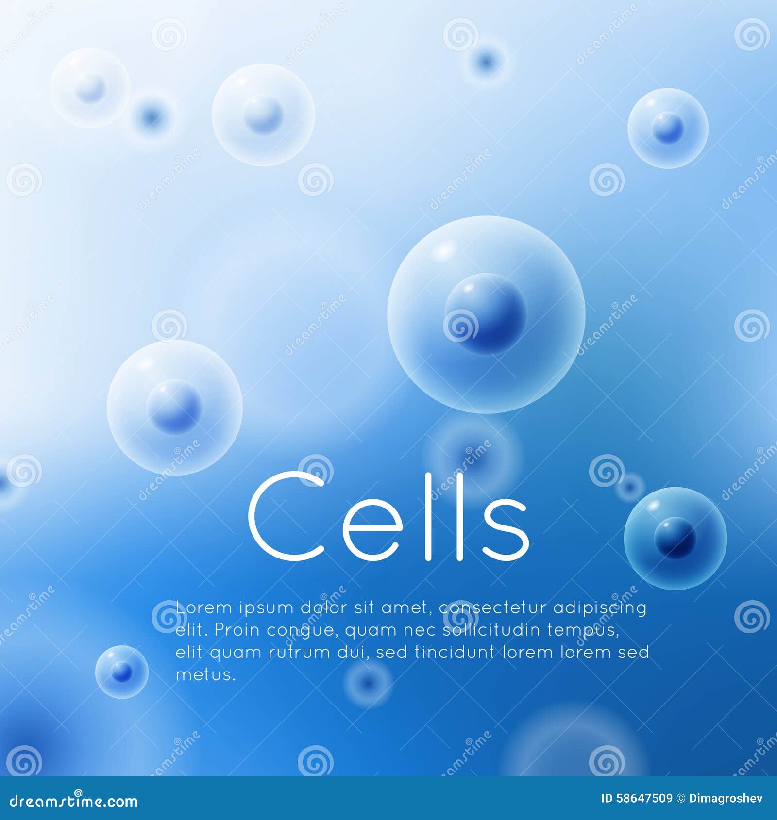 Cells on Blue Background, Vector Group of Cells Stock Vector ...