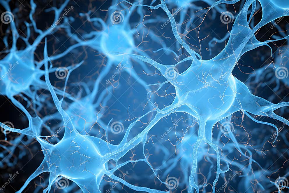 Cells of Brain Electron Microscopy of Brain Neural Network, Generated ...