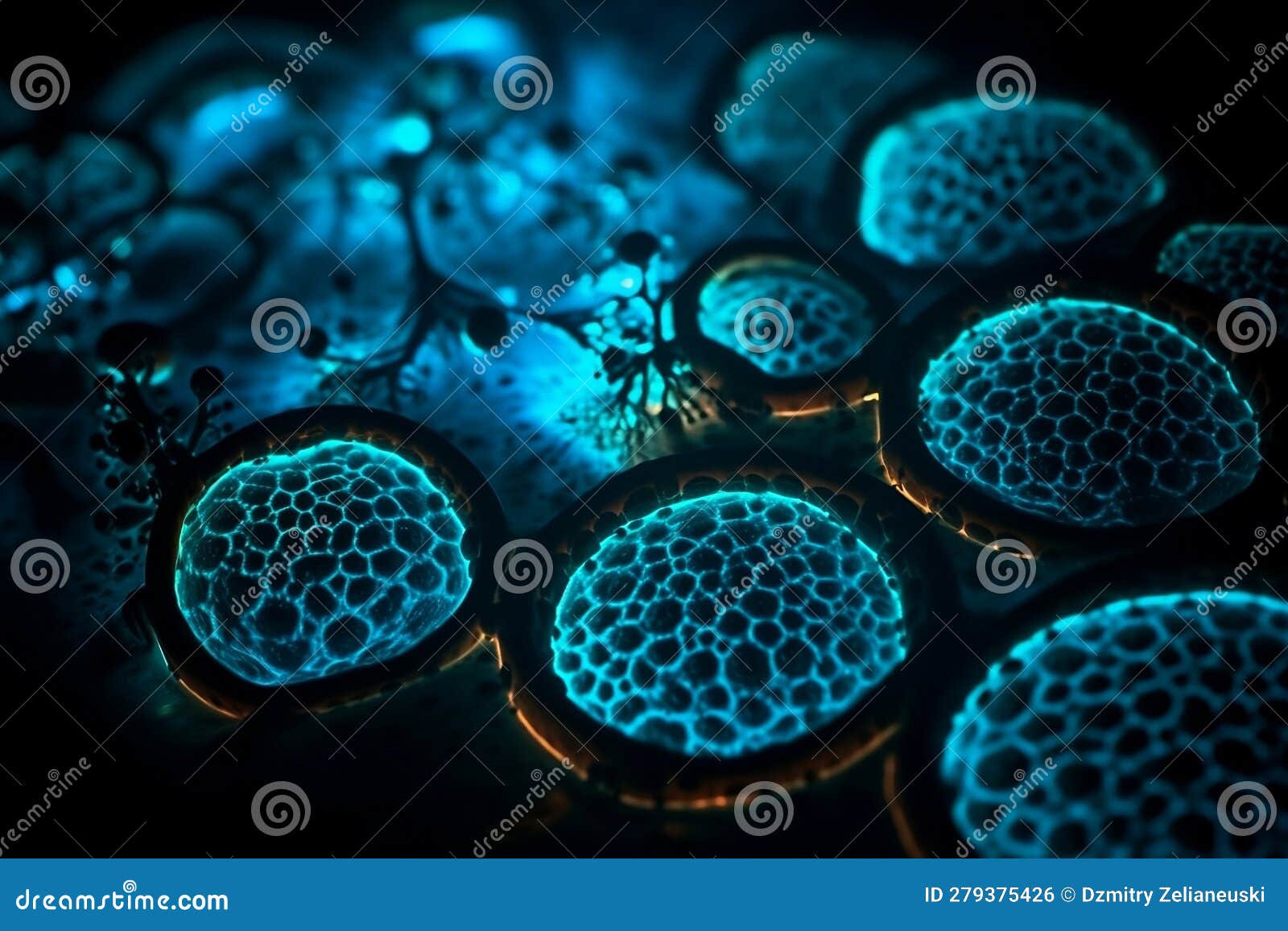Cells in the Dark. Generative AI. Stock Illustration - Illustration of ...