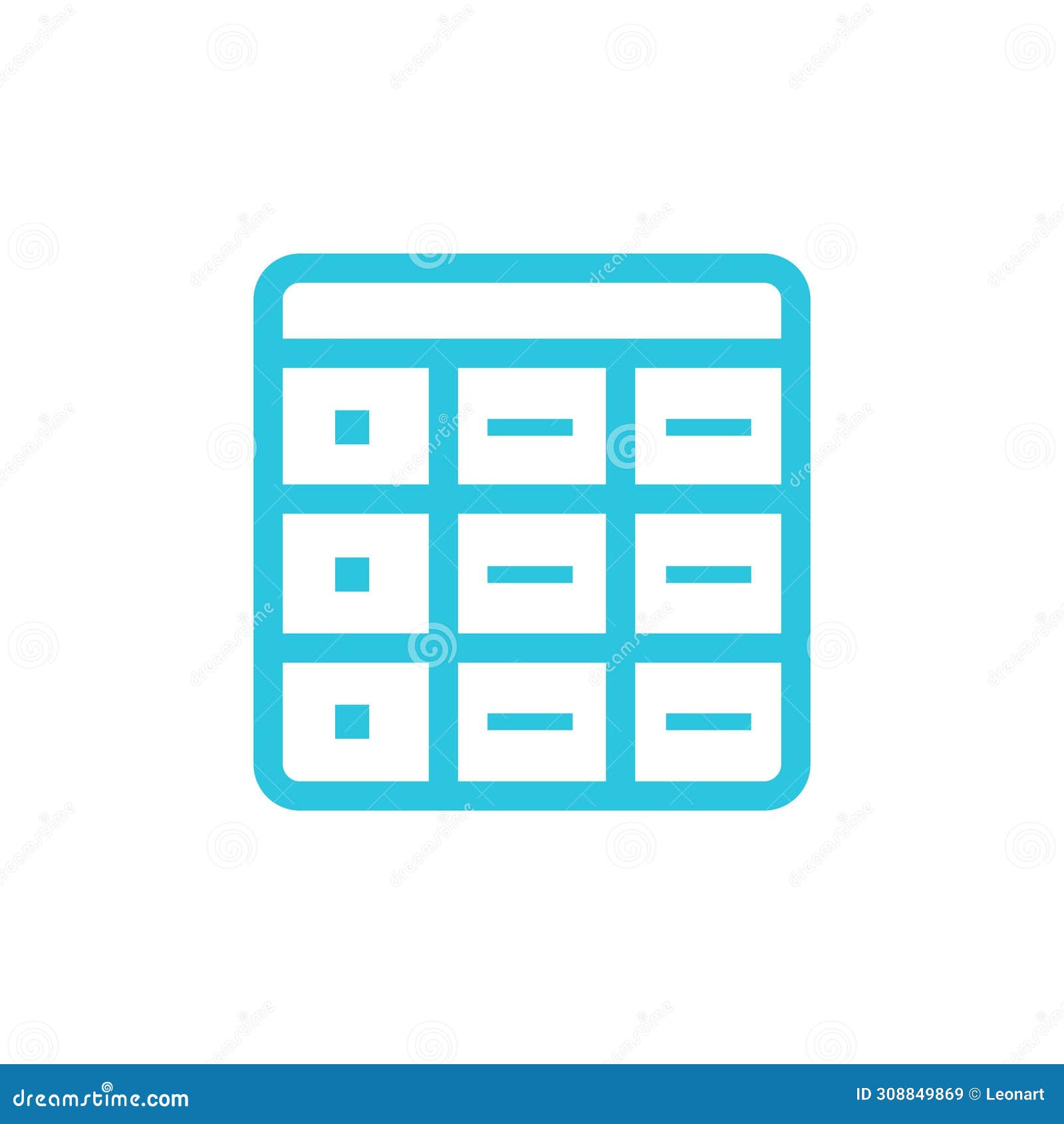 Cells, Data table icon stock vector. Illustration of cells - 308849869