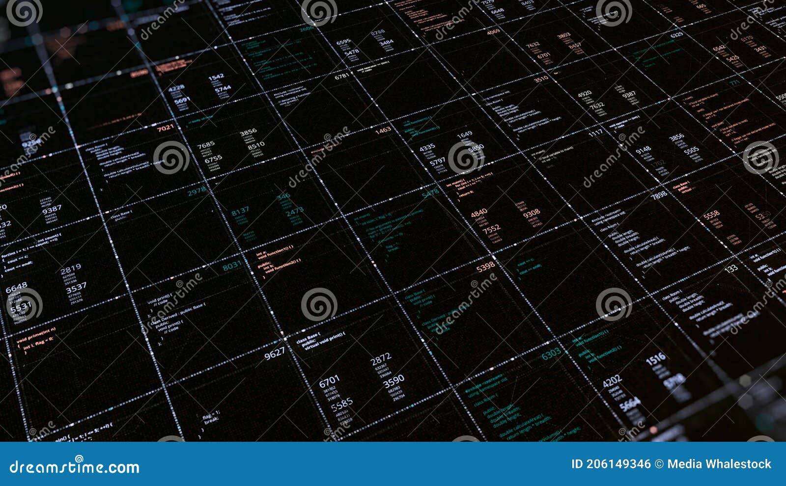 Cells with Digital Data. Animation. Spreadsheet with Digital Dates ...