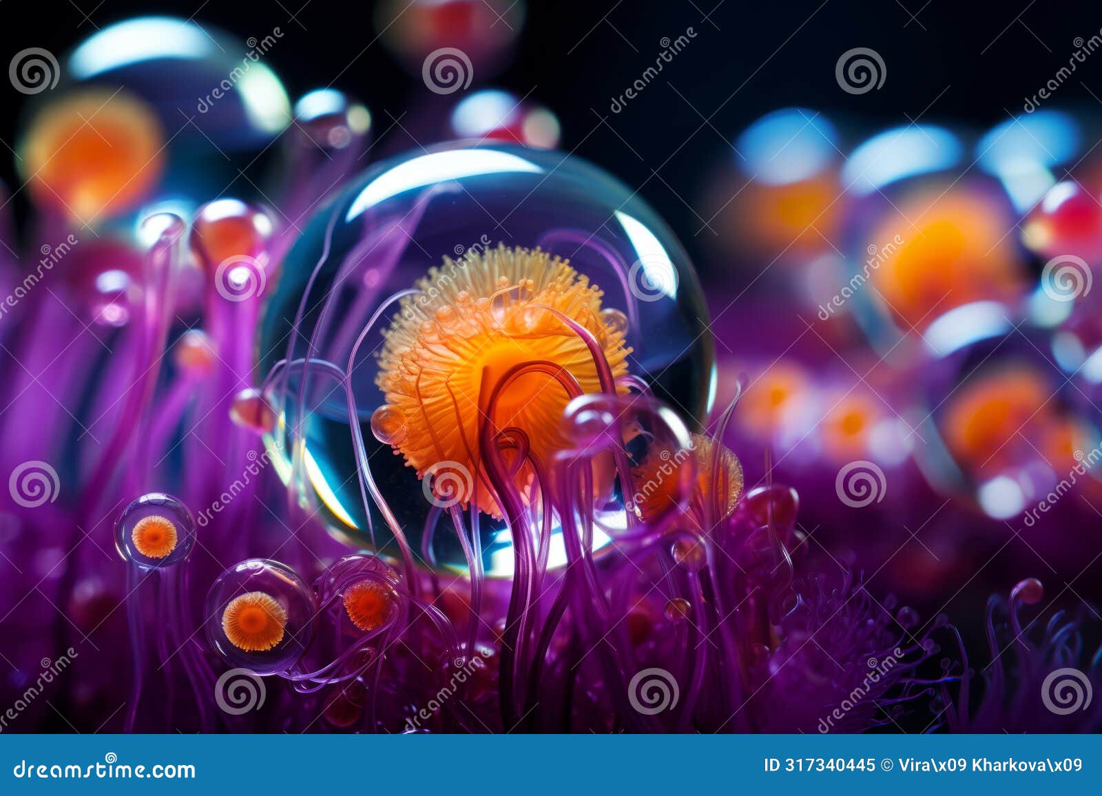 Cells Glowing Under the Microscope. Abstract Background Under a ...