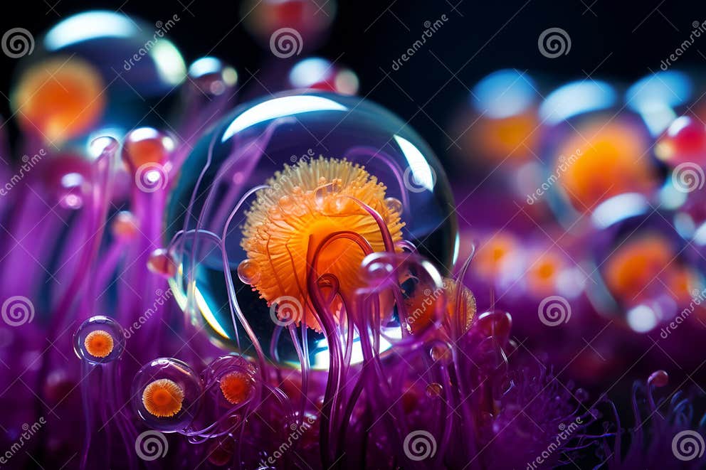 Cells Glowing Under the Microscope. Abstract Background Under a ...