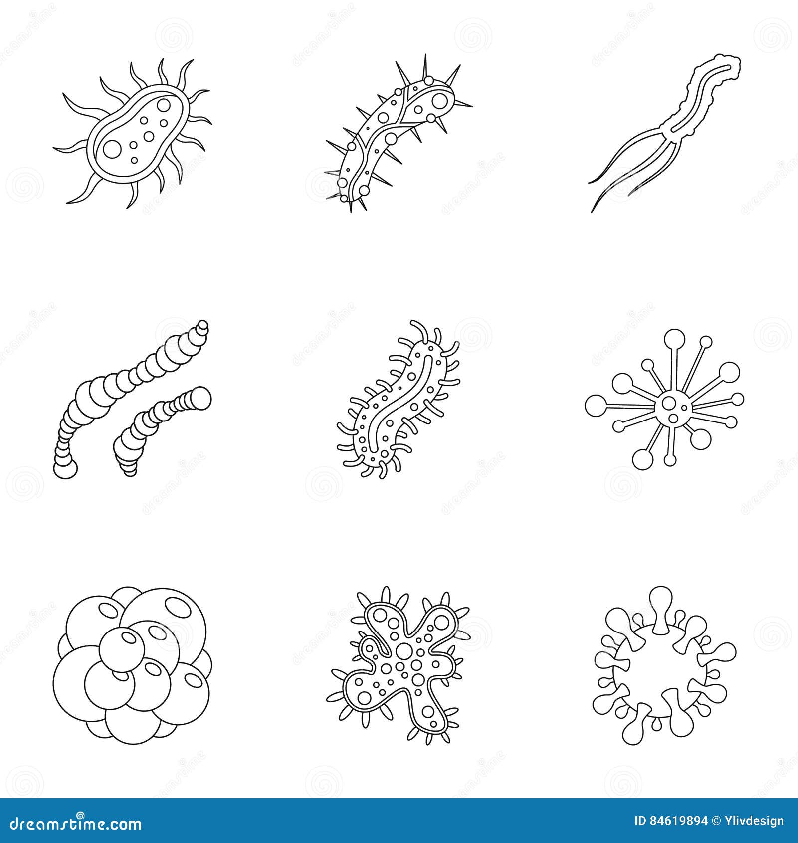 Cells Icons Set, Outline Style Stock Vector - Illustration of aids ...