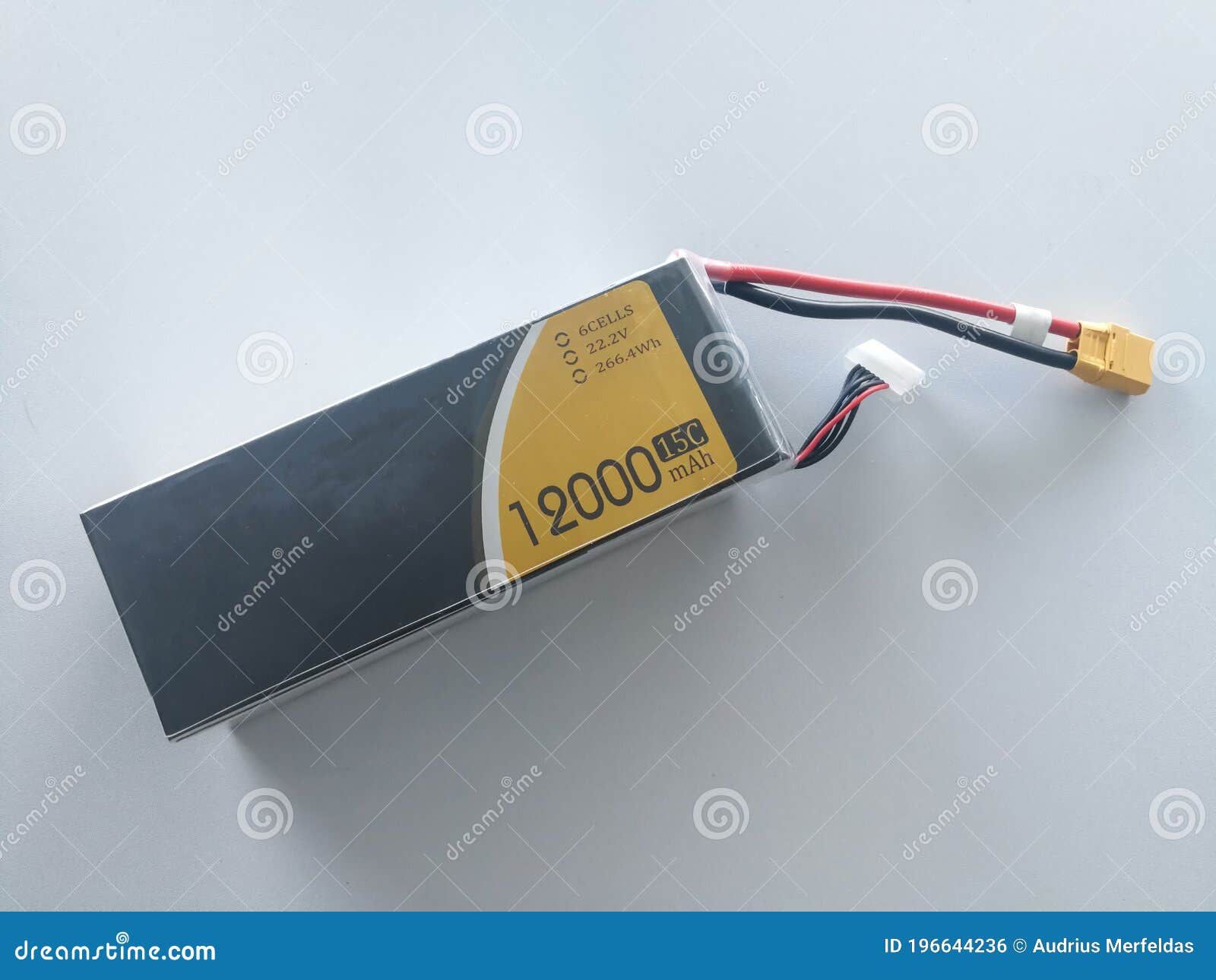 6 Cells LiPo Battery with Connectors Stock Photo - Image of cell ...