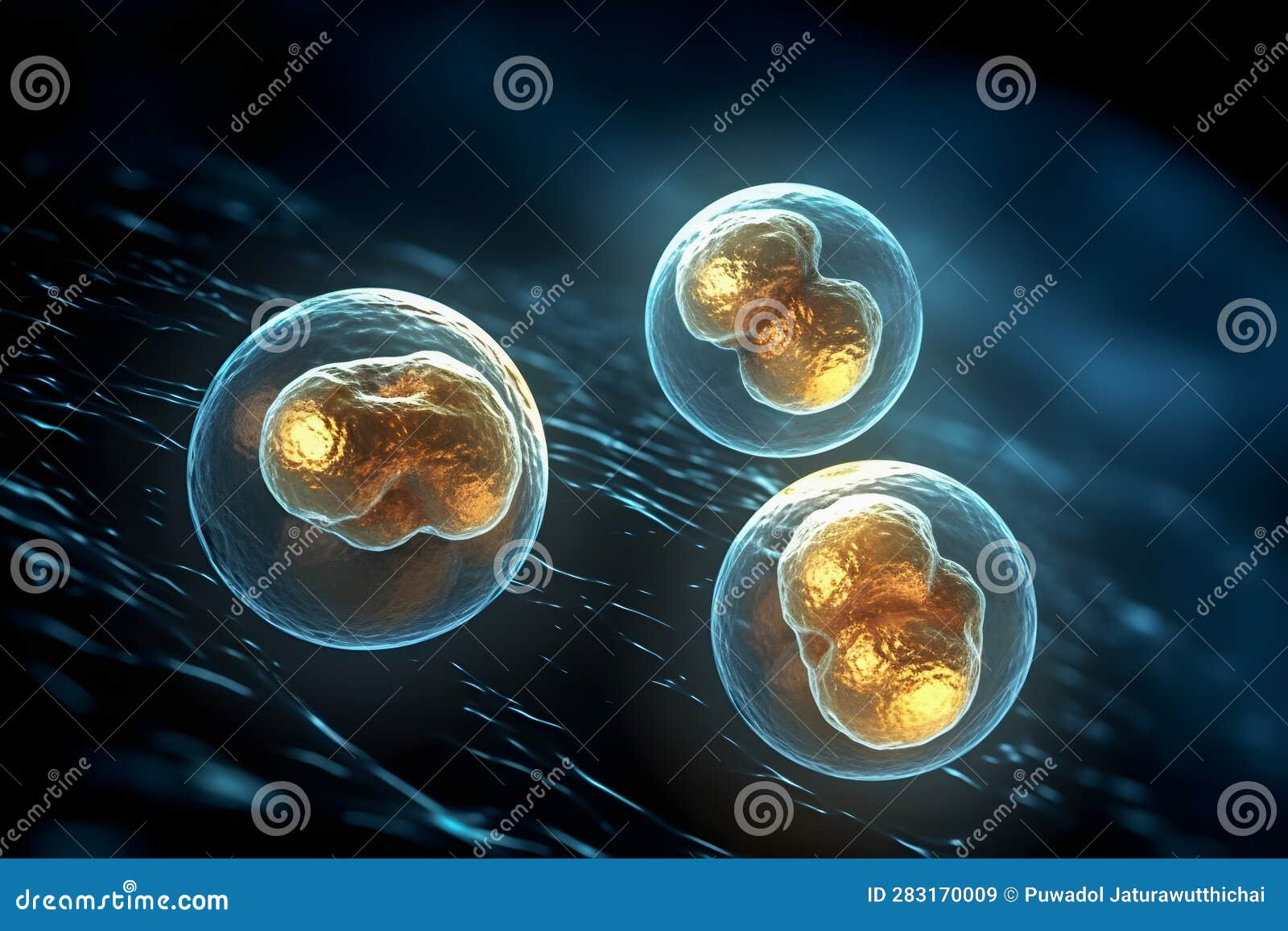 Cells With Nucleus On Scientific Background Stock Illustration ...