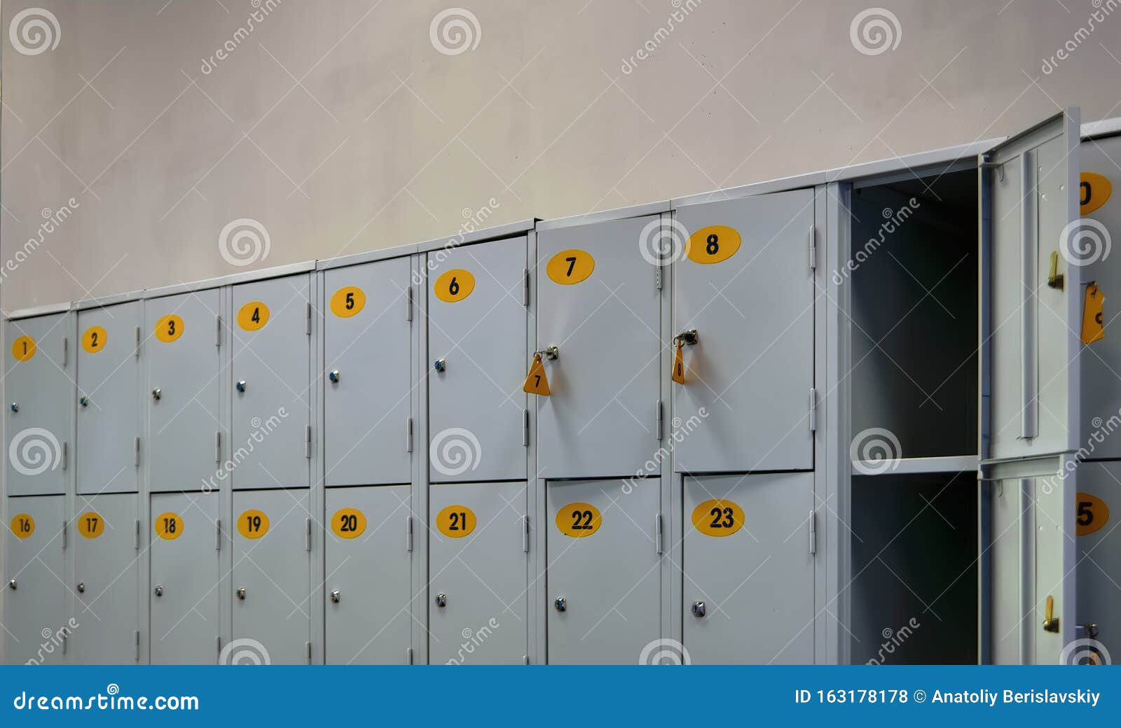 Cells for Temporary Storing Things in a Store Close-up Stock Photo ...