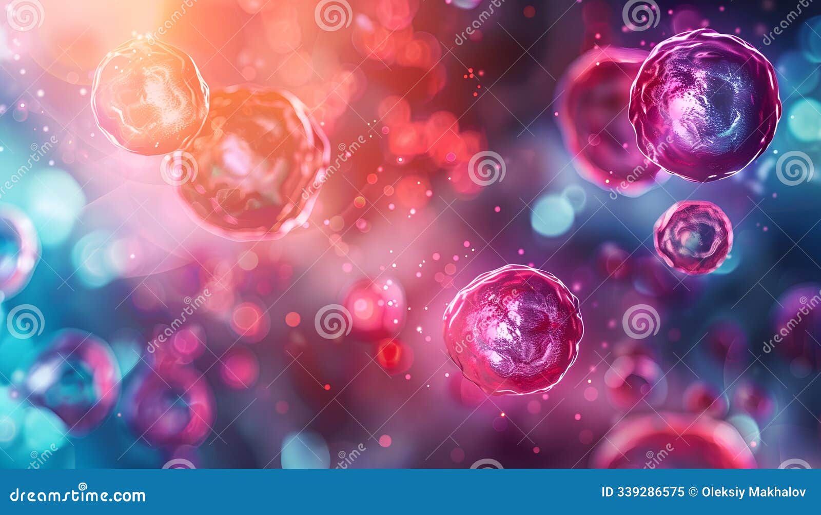 Cells Under Human System Illustration on Blur Background Stock ...