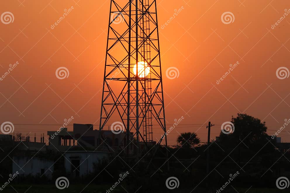 Celltower stock image. Image of evening, colorful, beautiful - 89333847