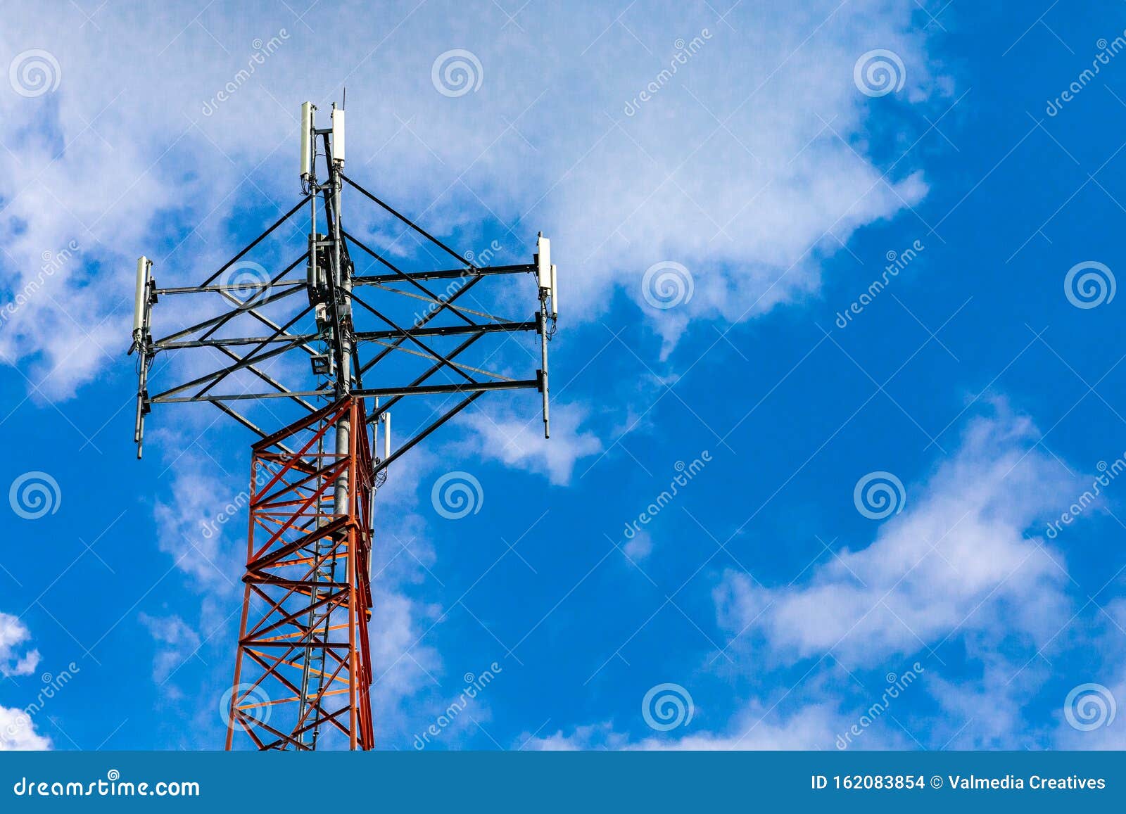 Cellular Base Station Against Blue Sky. Stock Photo - Image of data ...