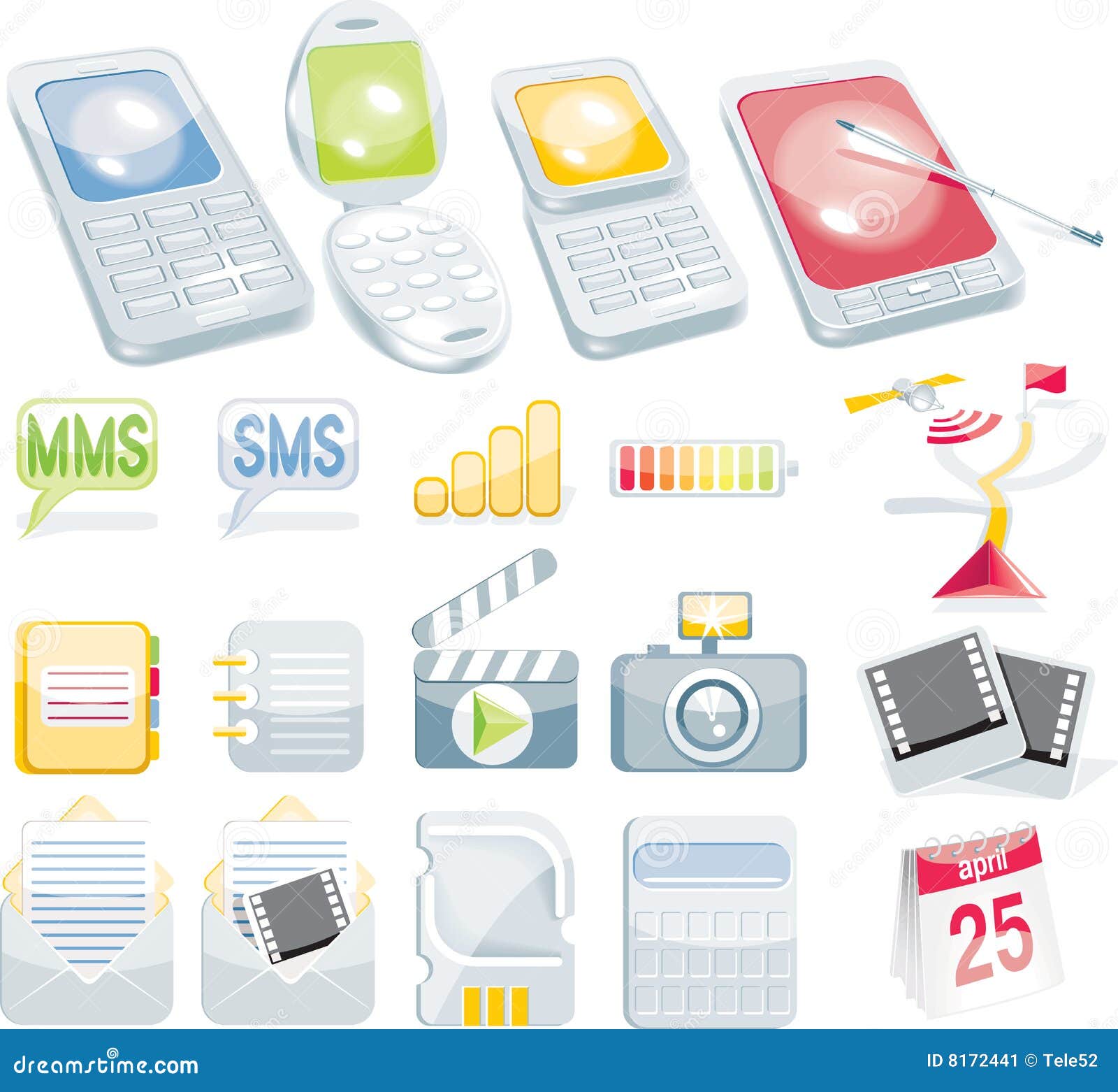 Cellular icon set stock vector. Illustration of note, flip - 8172441