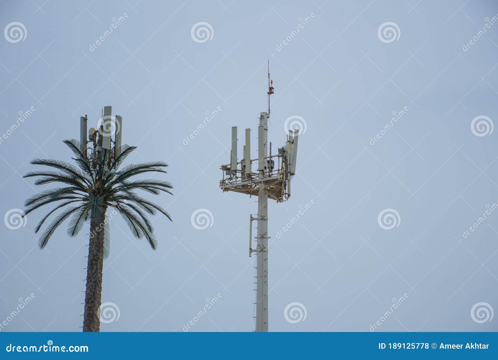 Cellular Mobile Coverage Tower Against a Blue Sky Stock Photo - Image ...