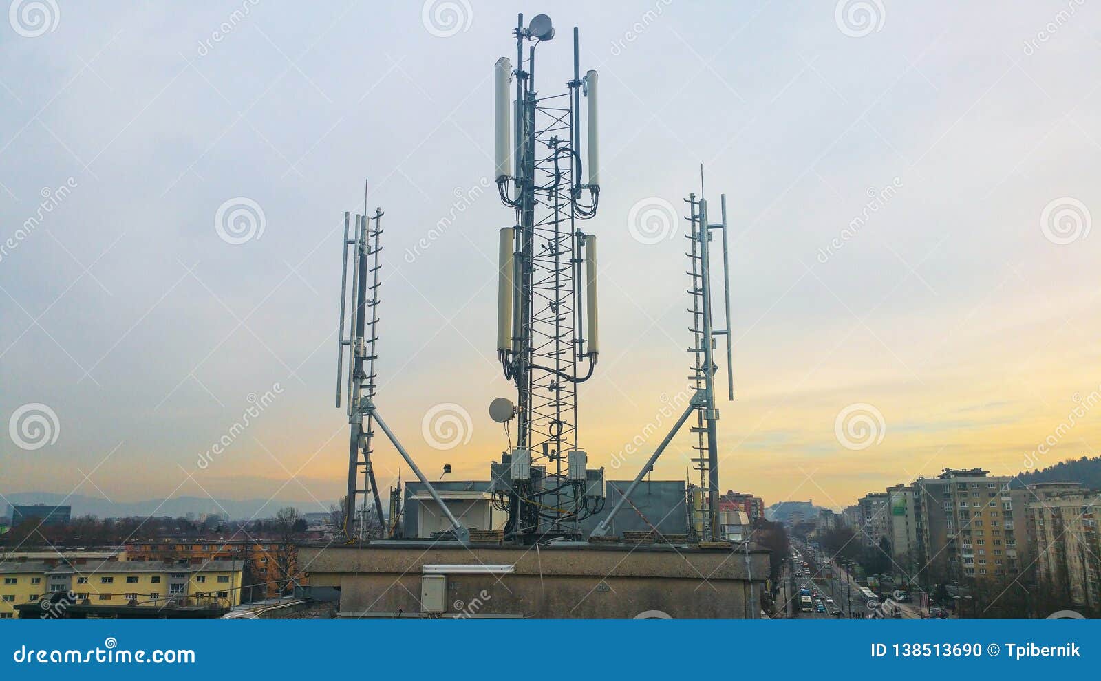 Cellular Network Antenna Radiating And Broadcasting Strong Power Signal