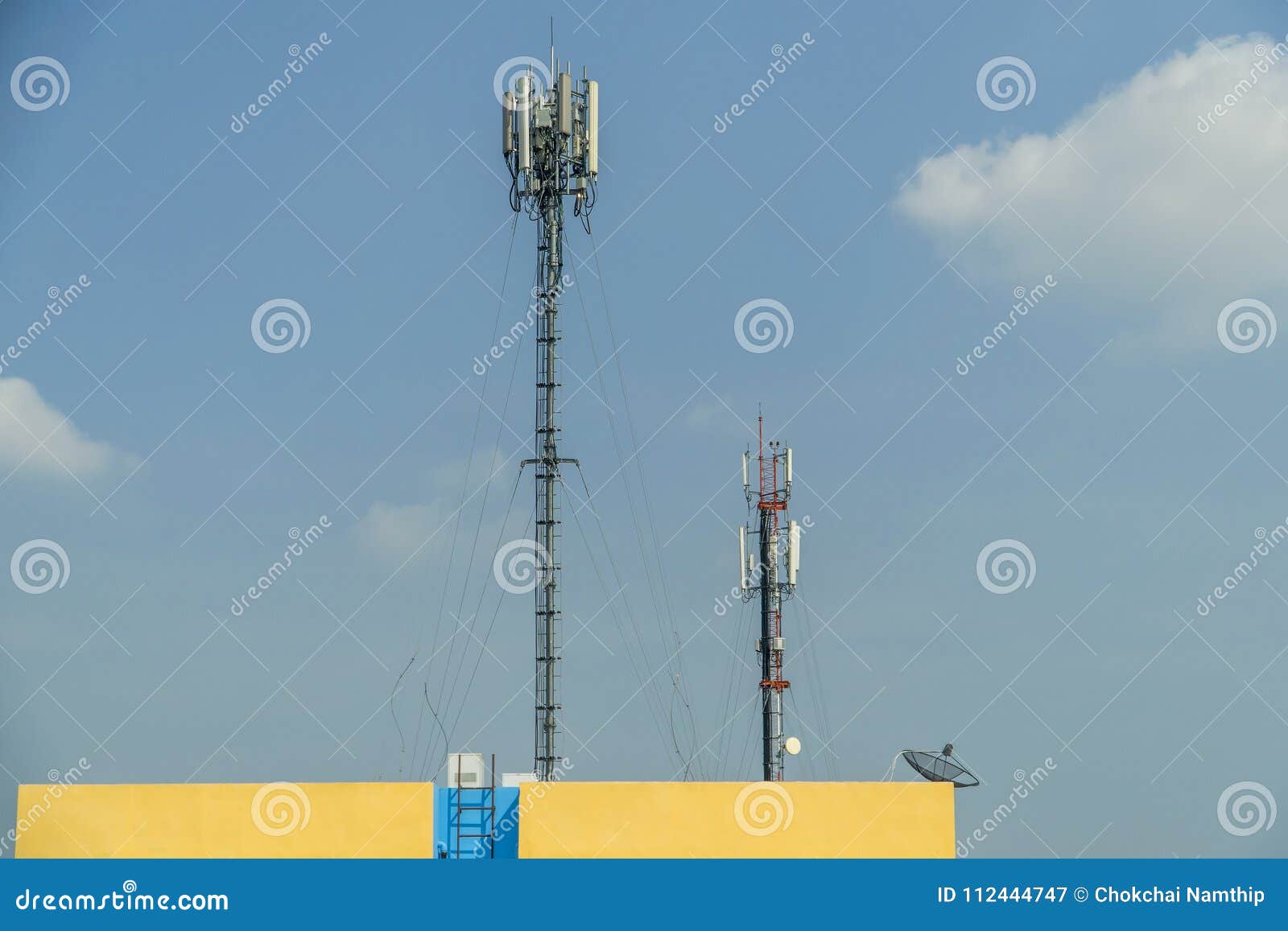Cellular Phone Towers are on the Rooftop of the Building. Stock Image ...
