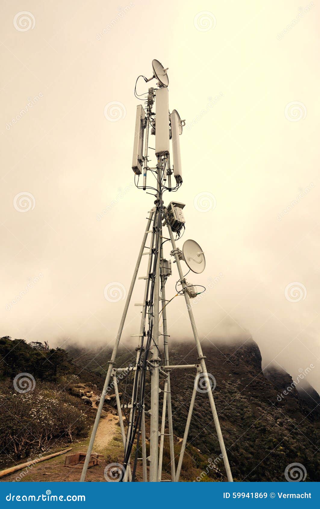 Cellular Repeater Tower in the Mountains Stock Image - Image of media ...