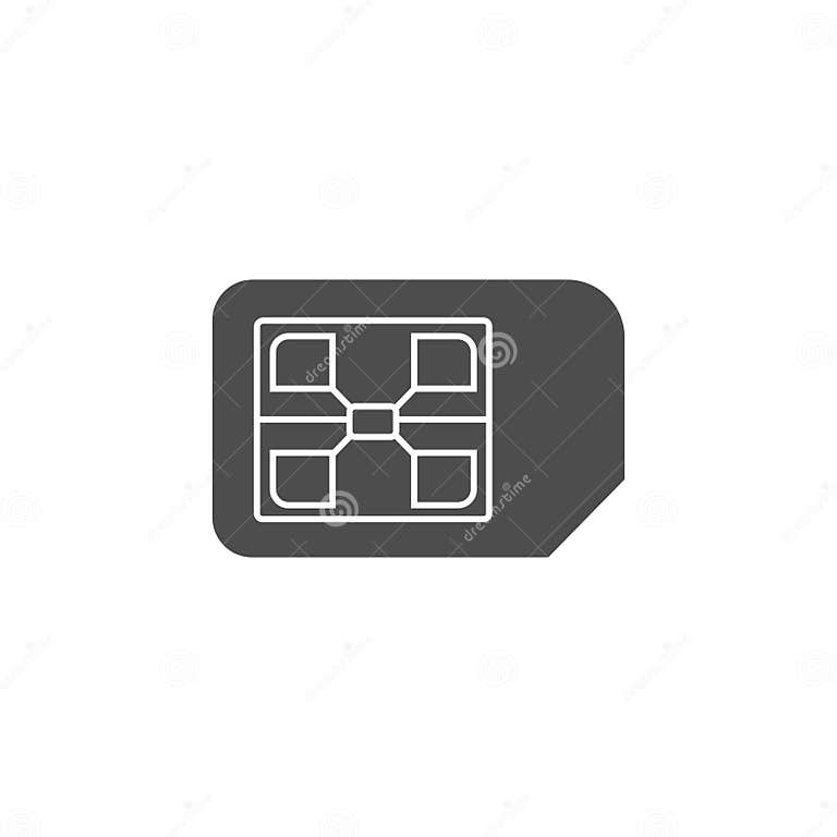 Cellular Sim Card Black Solid Style Icon Vector Illustration Stock ...