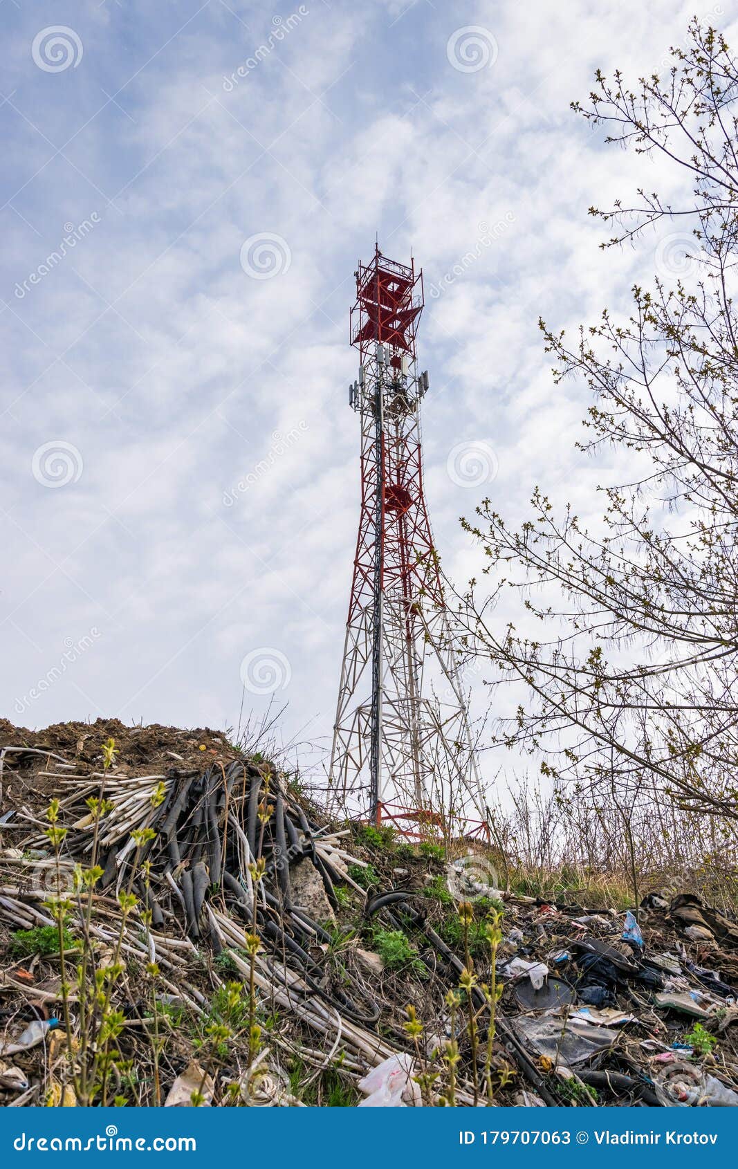 Cellular Tower and a Pile of Trash Stock Image - Image of networks ...