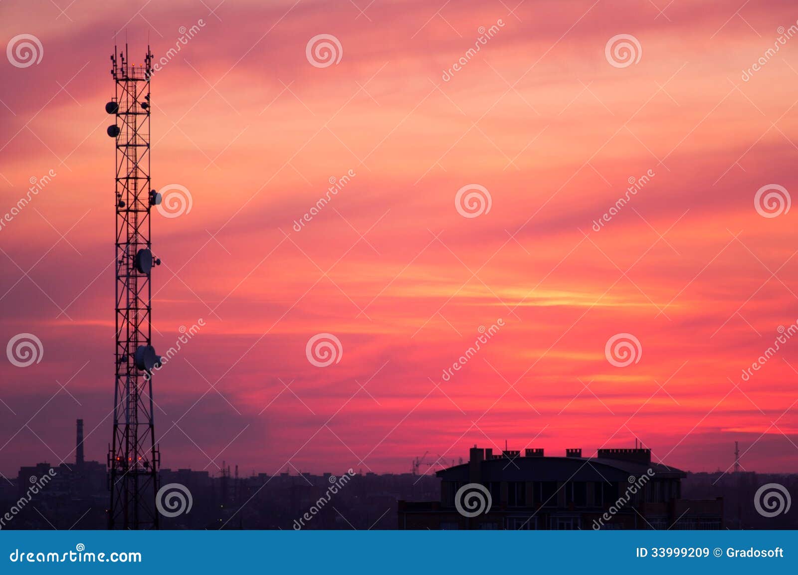 Cellular tower at sunset stock image. Image of metal - 33999209