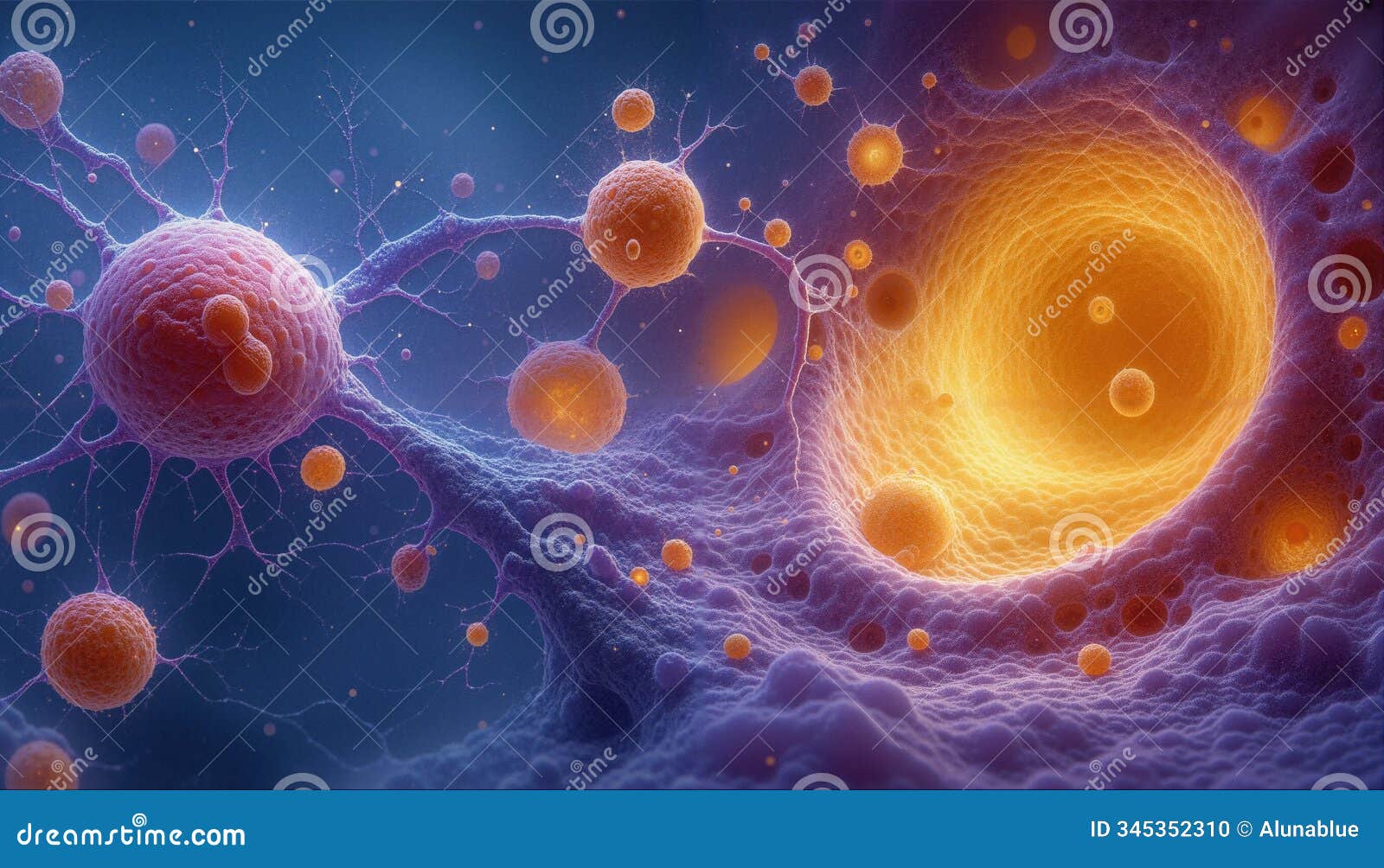 Cellular Universe in Purple Dawn Stock Photo - Image of virus ...