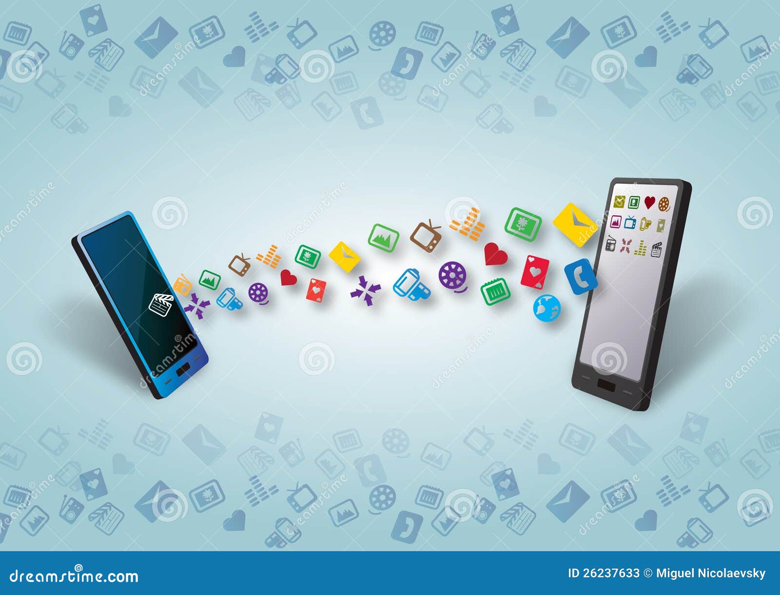 Cellulars Smartphones Data and Content Transfer Stock Illustration ...