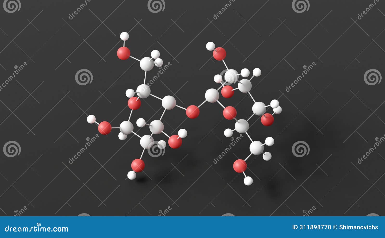 Cellulose Molecular Structure, Polysaccharide, Ball And Stick 3d Model ...