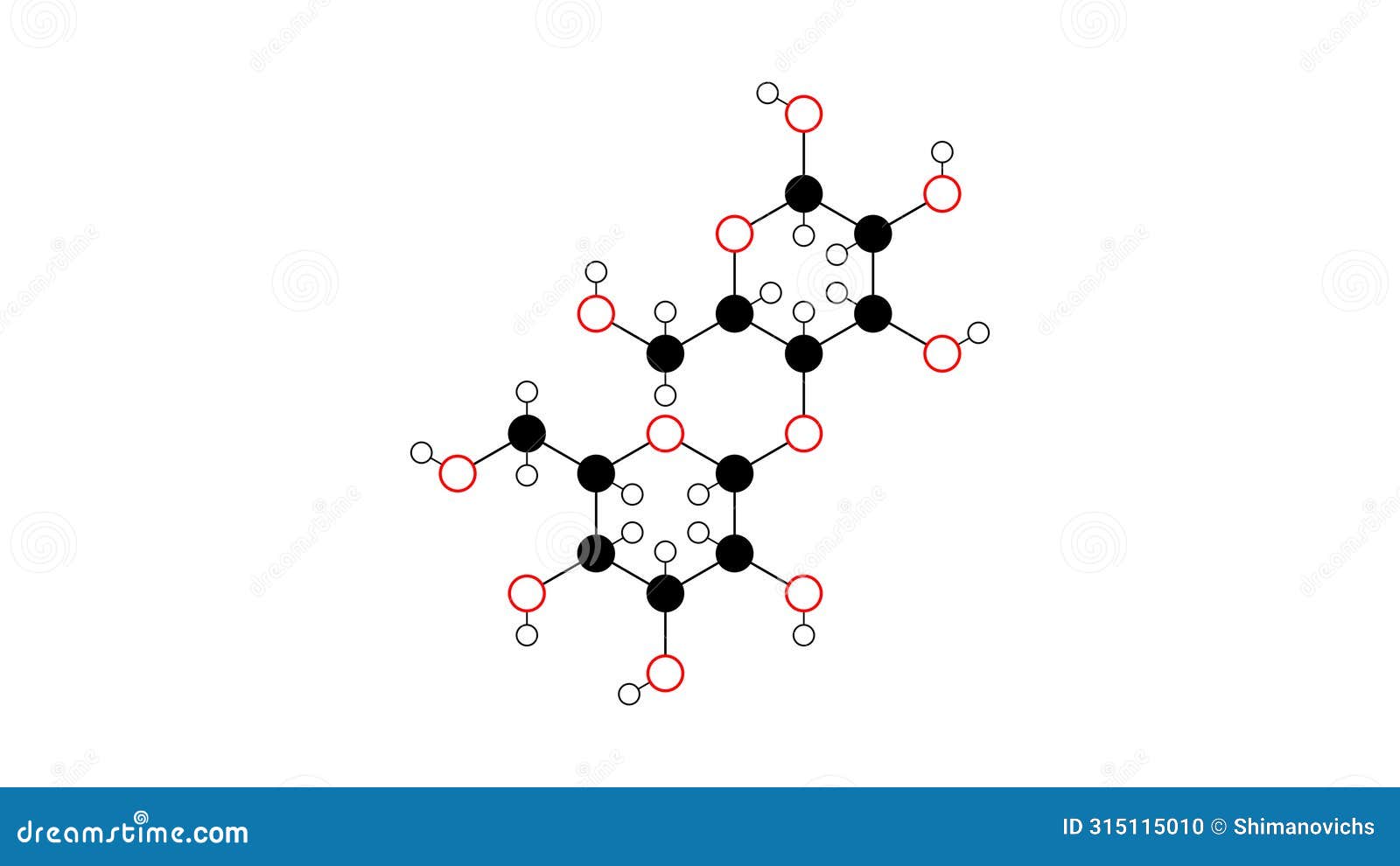 Cellulose Molecule, Structural Chemical Formula, Ball-and-stick Model ...
