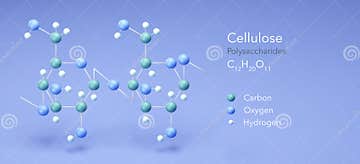 Cellulose, Polysaccharide. Molecular Structures, 3d Rendering ...