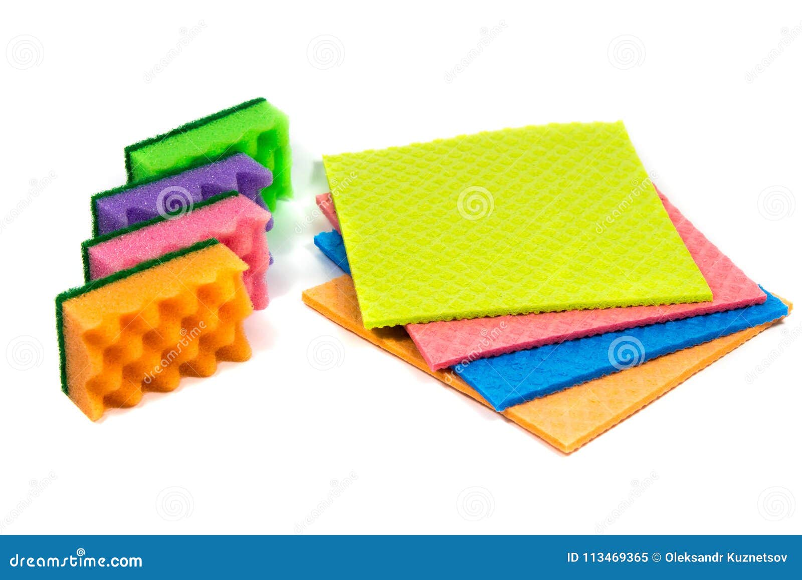 Cellulose Sponge Cloth and an Organized Stack of Cleaning Sponges ...